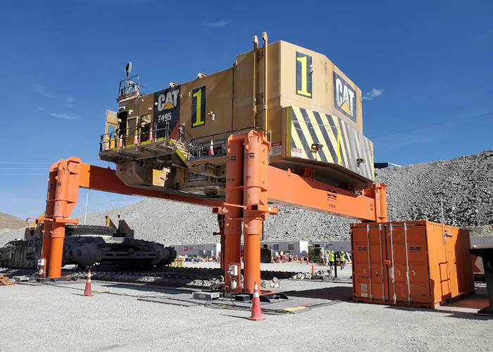 Sistema de elevación de palas mineras